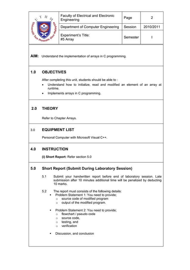 Lab 5 array | PDF