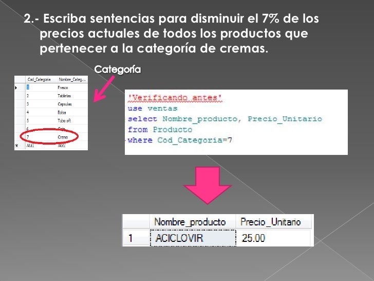 Consultas con sentencias insert, update y campos calculados en sql se… Consultas con sentencias insert, update y campos calculados en sql se…