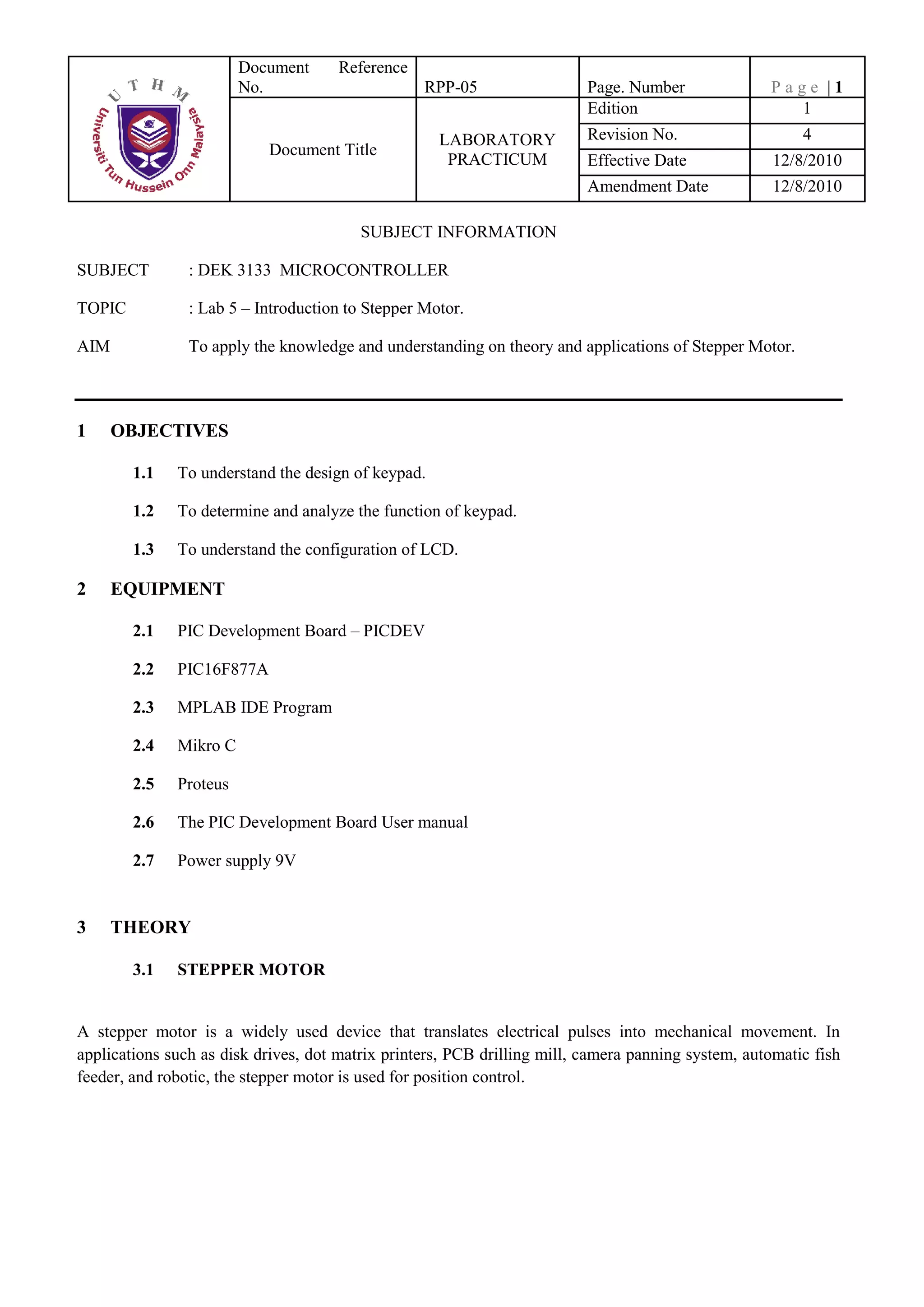 Lab 5 microcontroller | PDF