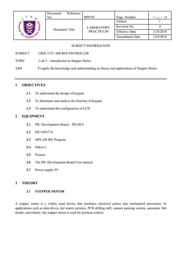Lab 5 microcontroller | PDF