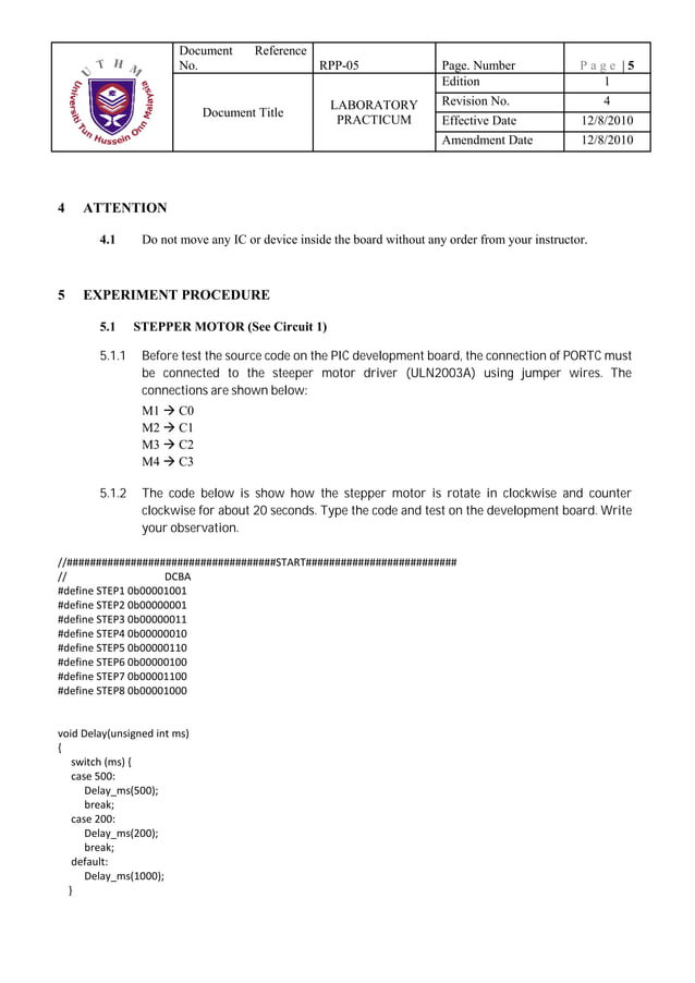 Lab 5 microcontroller | PDF
