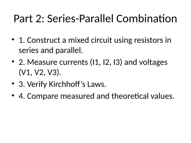 Ohm's Law & Resistor Circuits Lab Report | PPT
