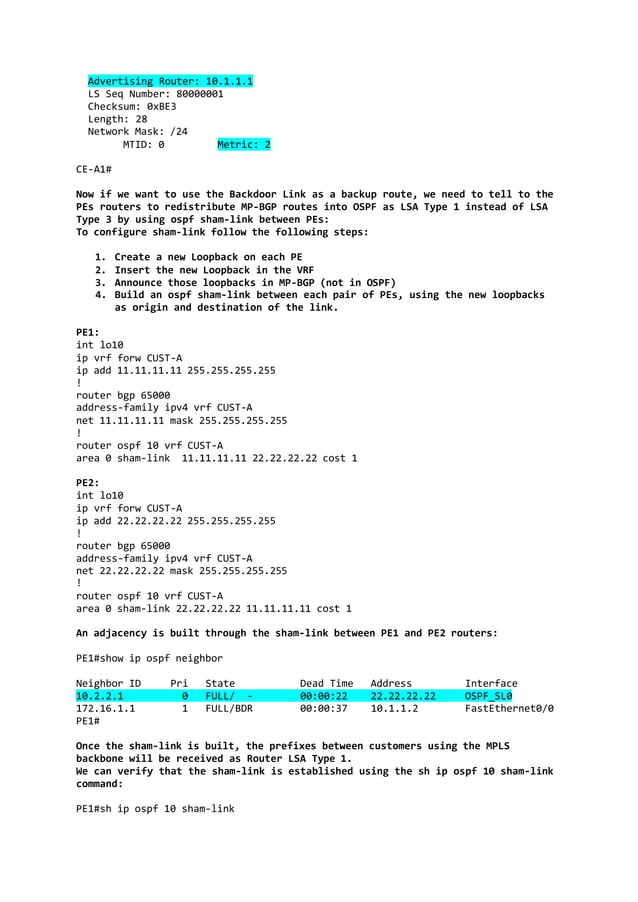 Lab_5_OSPF_MPLS_sham_link_on_MPLS_VPN_1698700003.pdf | Computer Networking | Computing