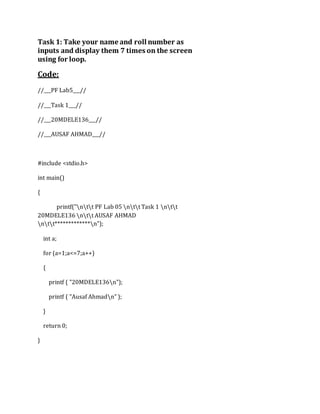 Lab5 (pfl) 20_mdele136(ausaf) | DOCX