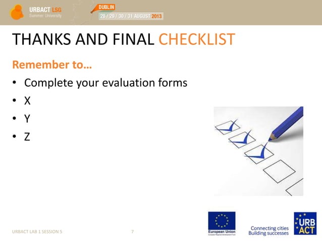 URBACT Summer University 2013 - Labs - Attractive cities for young people - Session 5 | PPT