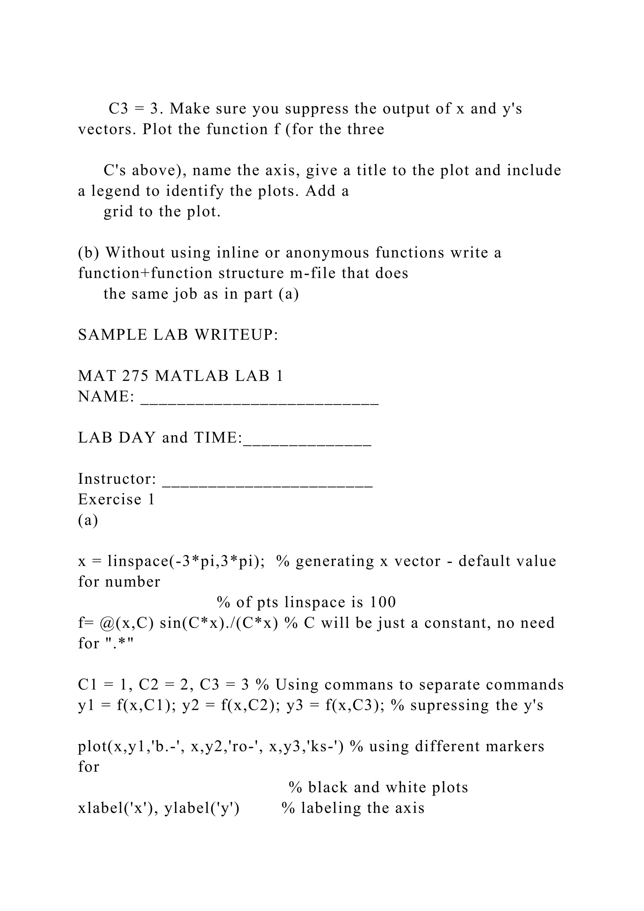 Lab 5 template Lab 5 - Your Name - MAT 275 Lab The M.docx