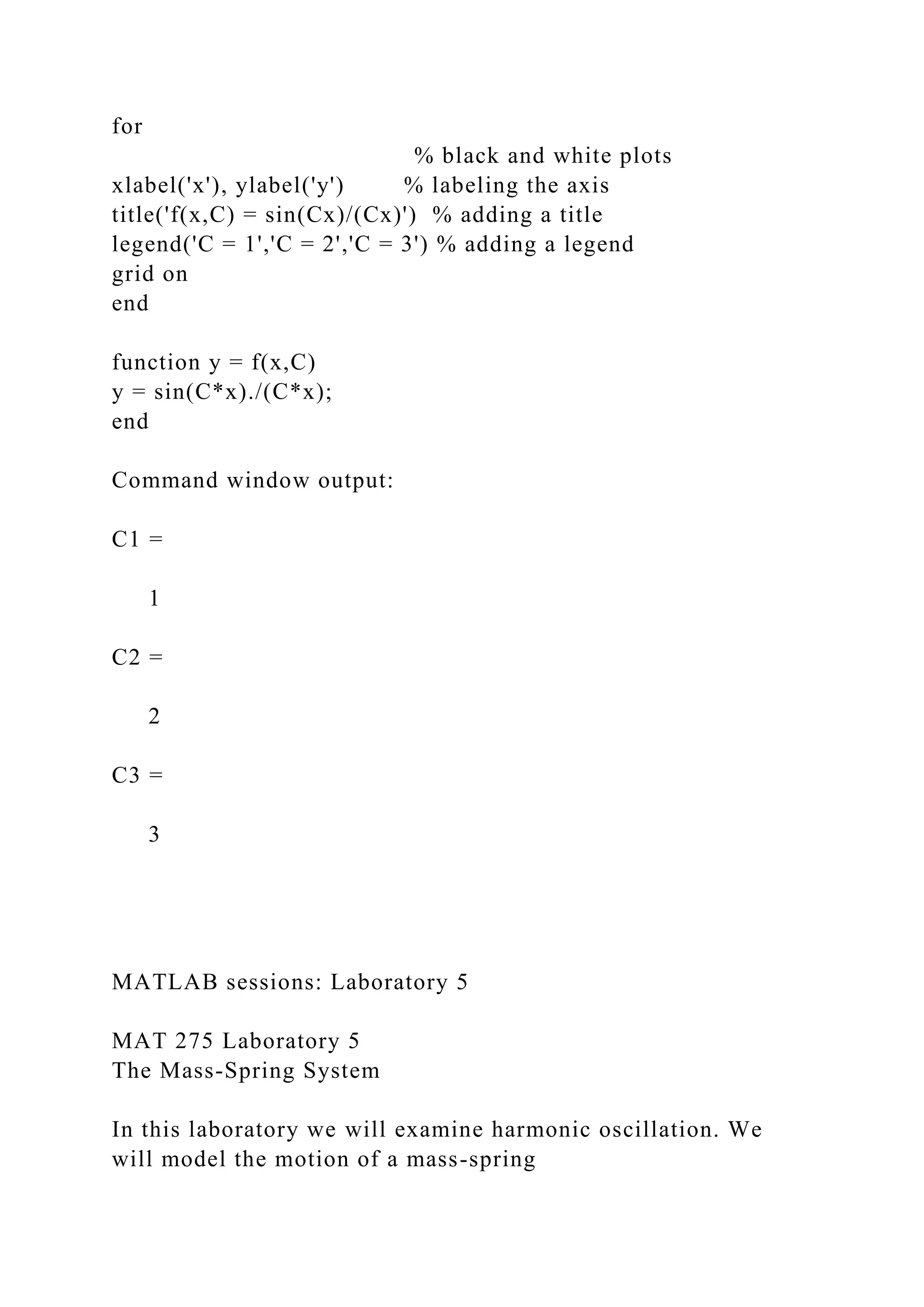 Lab 5 template Lab 5 - Your Name - MAT 275 Lab The M.docx