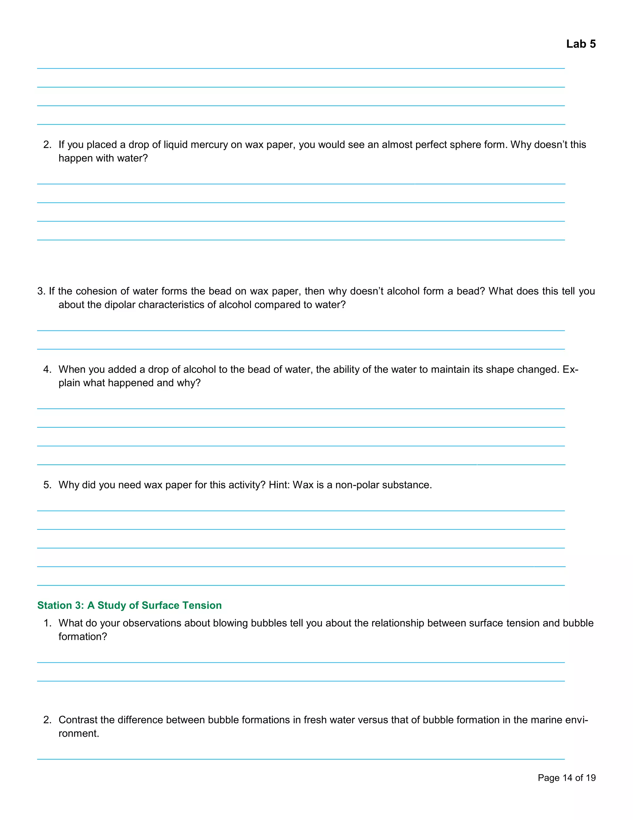 Lab 5 waters unique properties | PDF