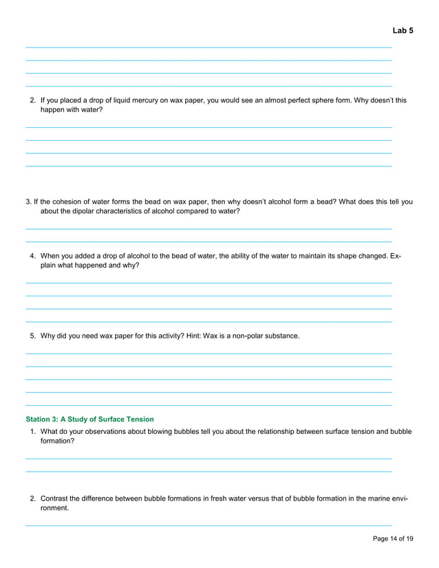Lab 5 waters unique properties | PDF