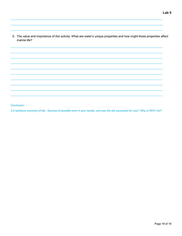 Lab 5 waters unique properties | PDF