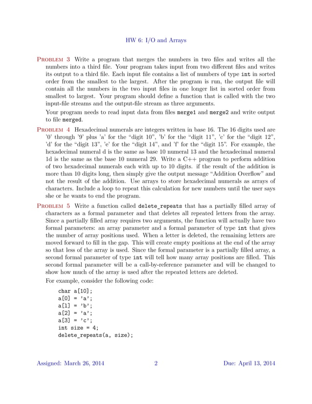 Lab6: I/O and Arrays | PDF