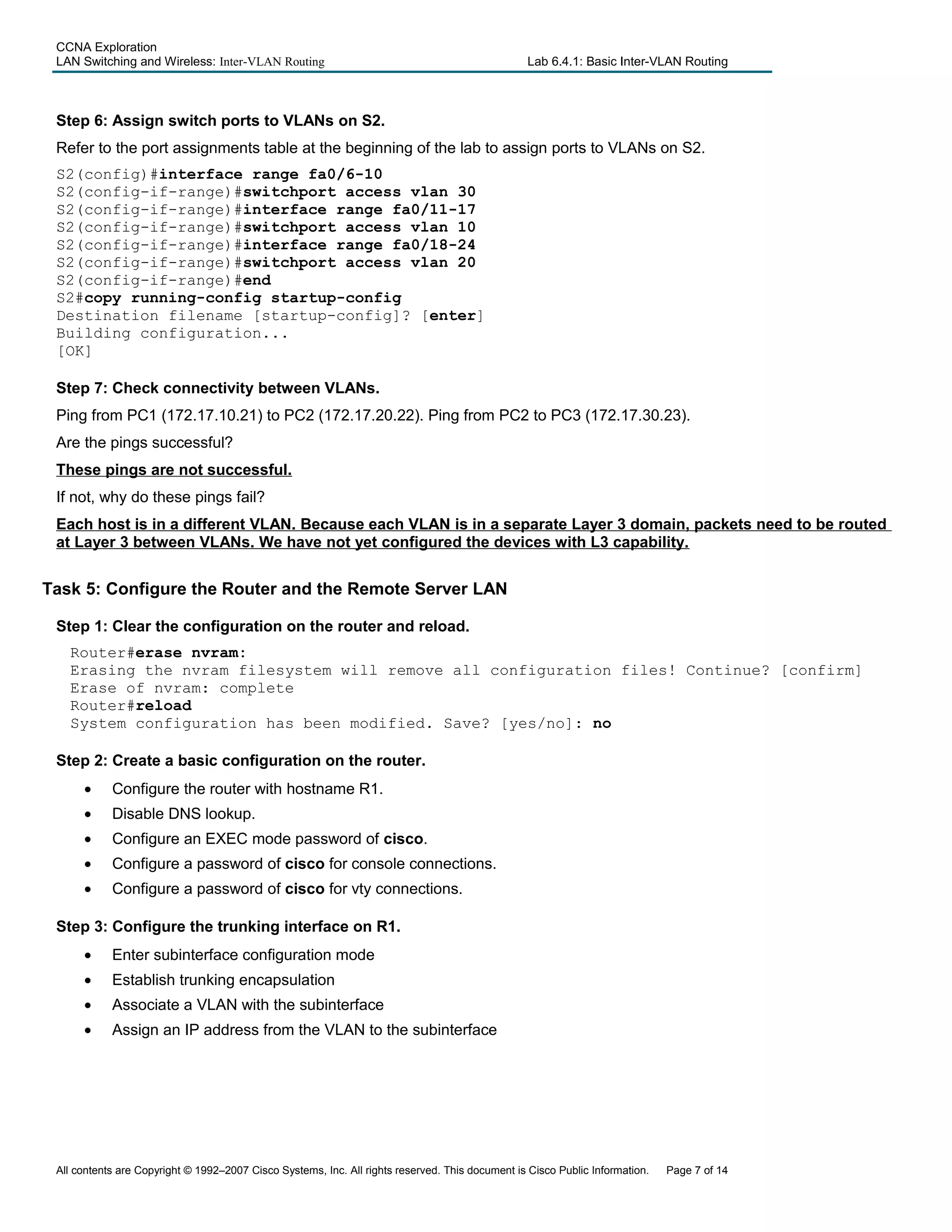 Lab 6.4.1 InterVLAN routing | DOC
