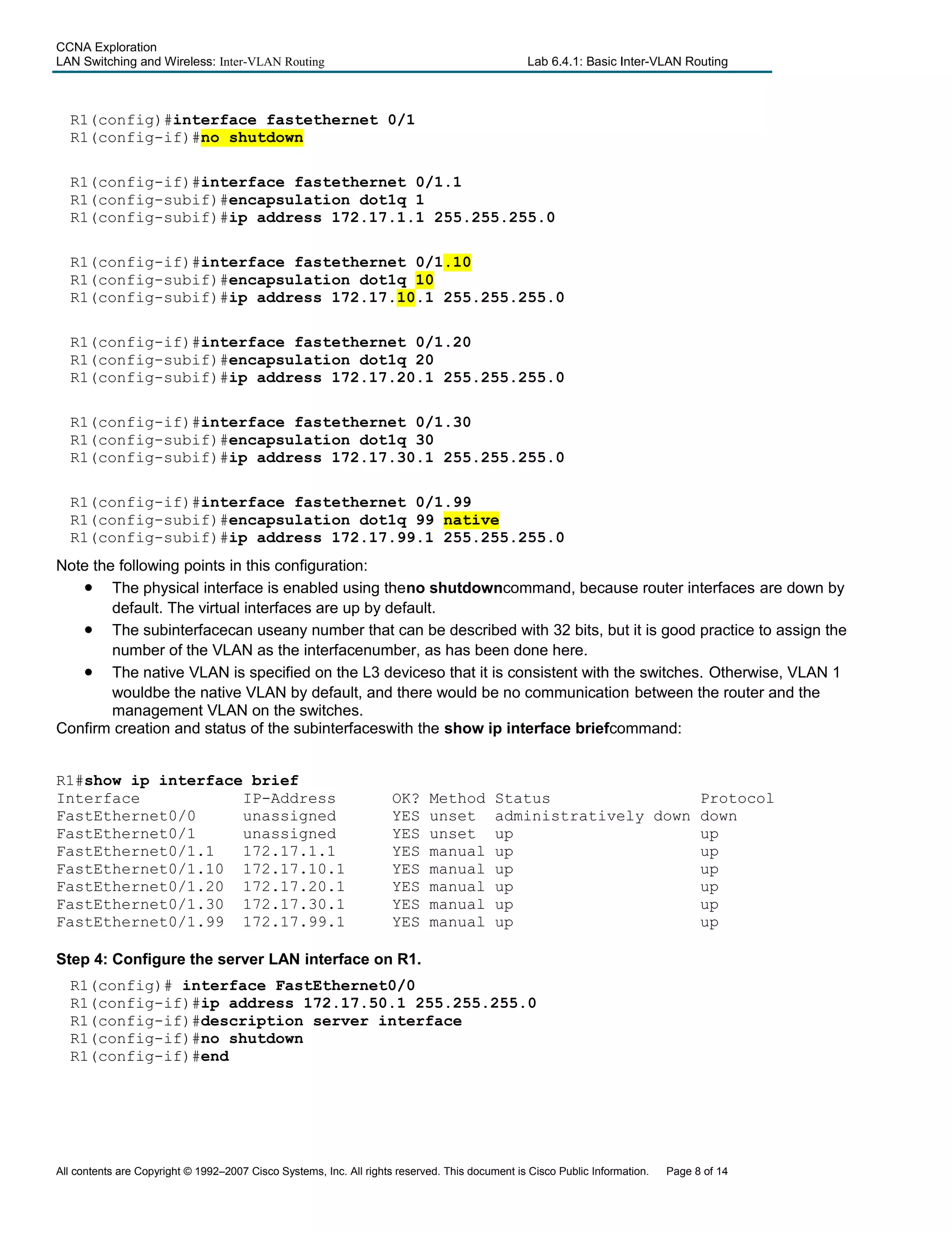 Lab 6.4.1 InterVLAN routing | DOC