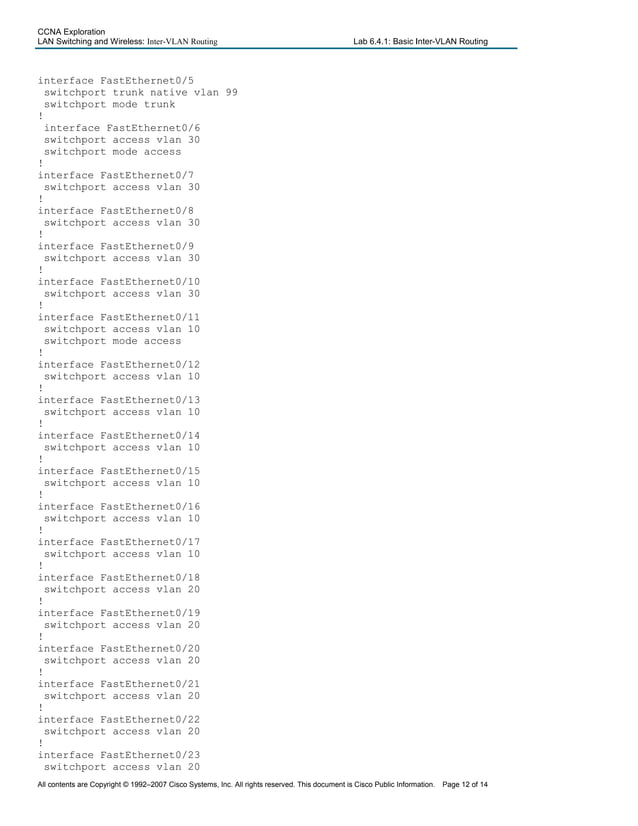 Lab 6.4.1 InterVLAN routing | DOC