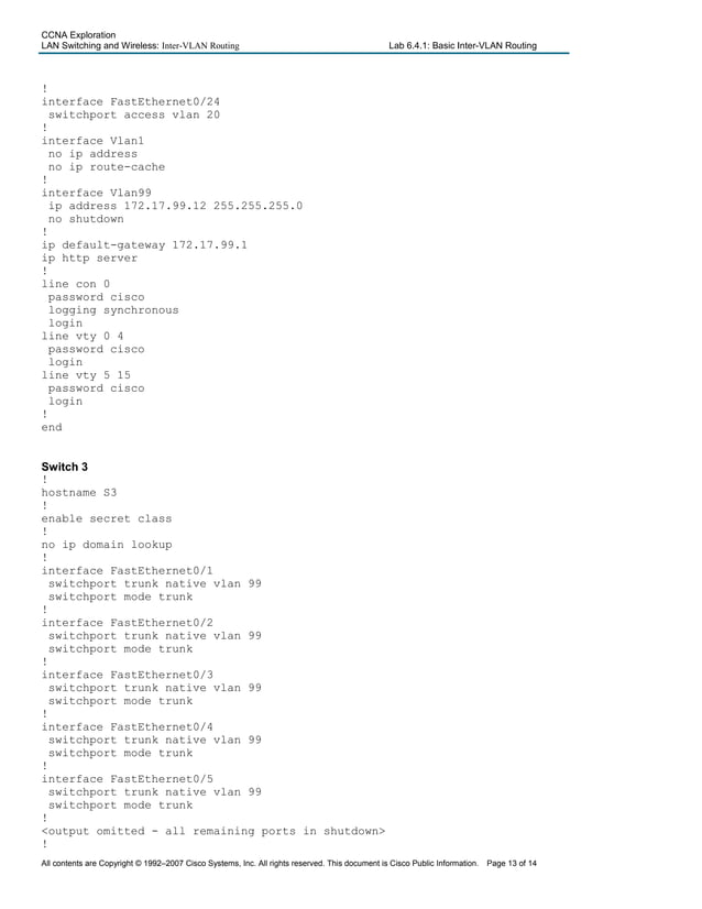 Lab 6.4.1 InterVLAN routing | DOC