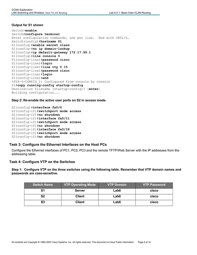 Lab 6.4.1 InterVLAN routing | DOC