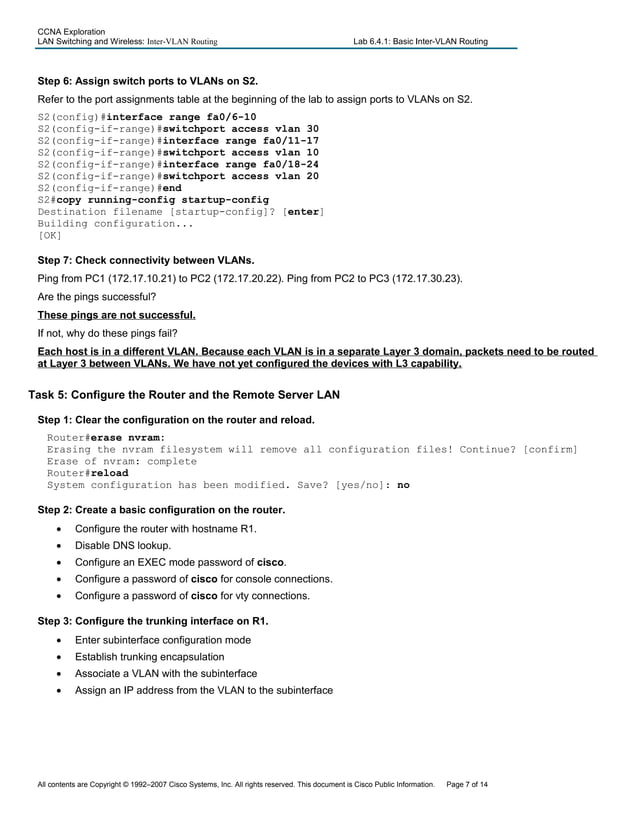 Lab 6.4.1 InterVLAN routing | DOC