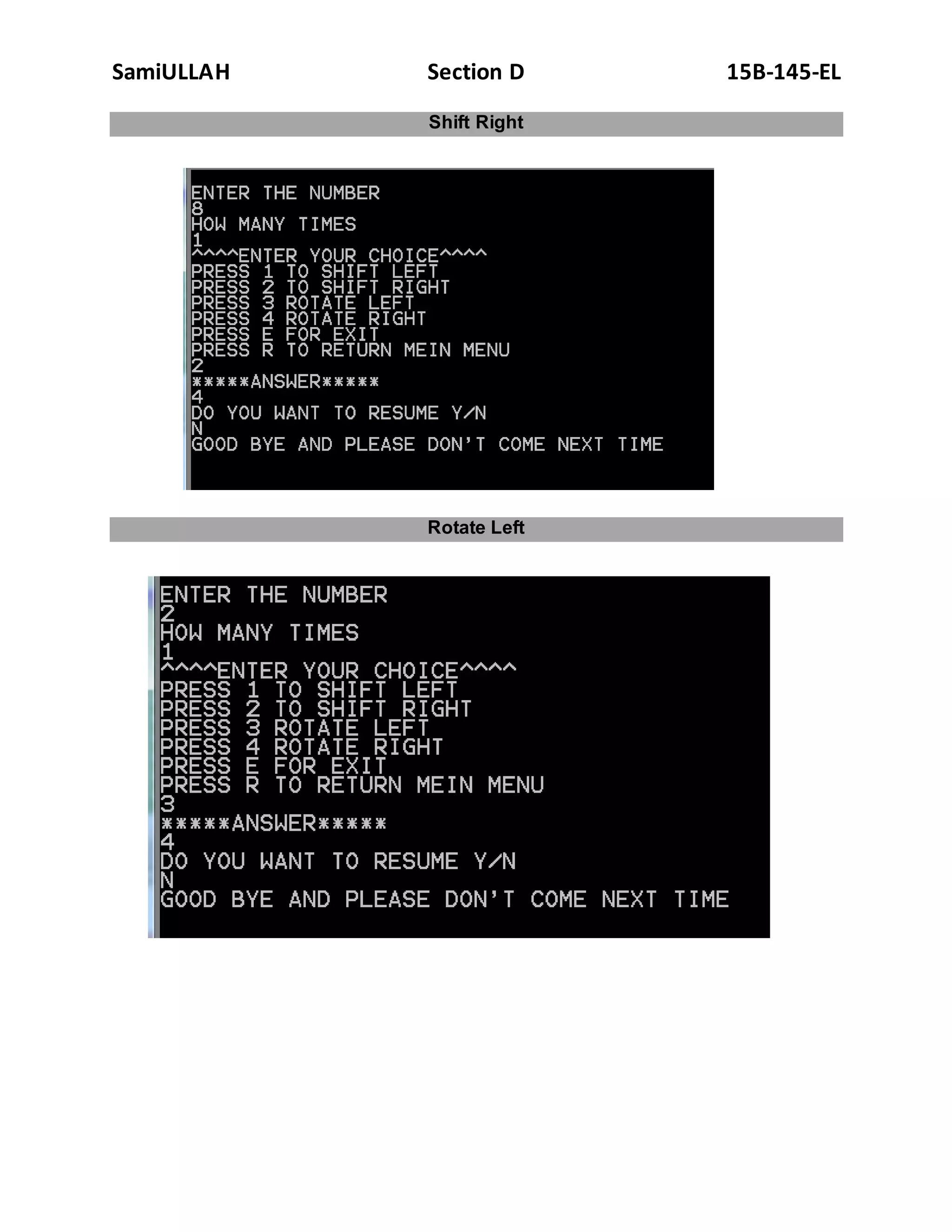 ROL ROR SHL SHR Assembly Language Programmin 8086 | PDF