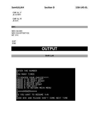 ROL ROR SHL SHR Assembly Language Programmin 8086 | PDF