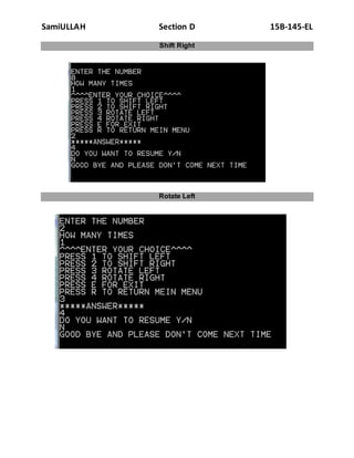 ROL ROR SHL SHR Assembly Language Programmin 8086 | DOCX