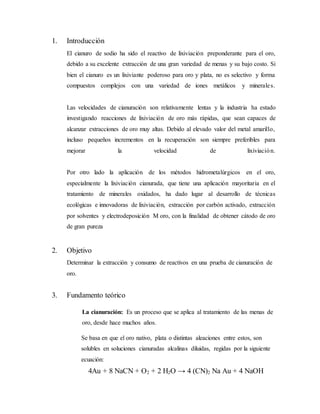Cianuración de menas de oro por agitación | DOCX