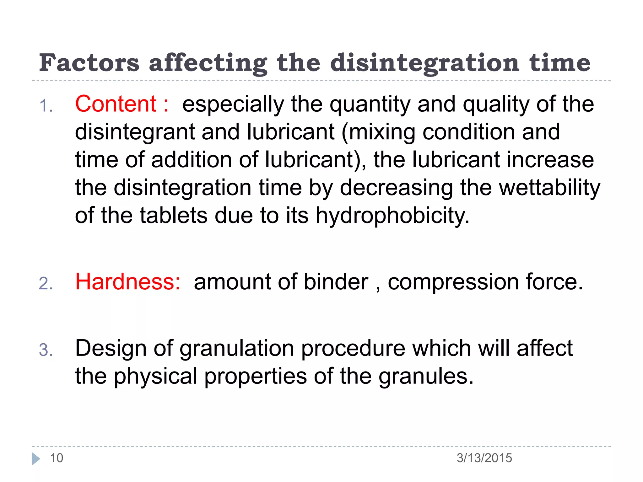 Disintegration and dissolution tests | PPTX