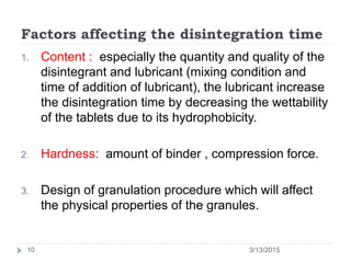 Disintegration and dissolution tests | PPTX