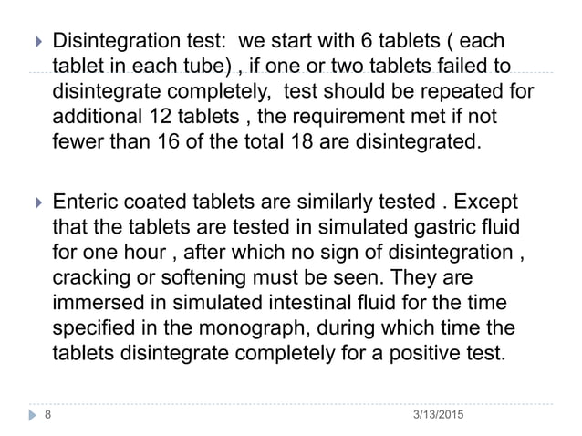 Disintegration and dissolution tests | PPTX | Pharmaceutical Industry ...
