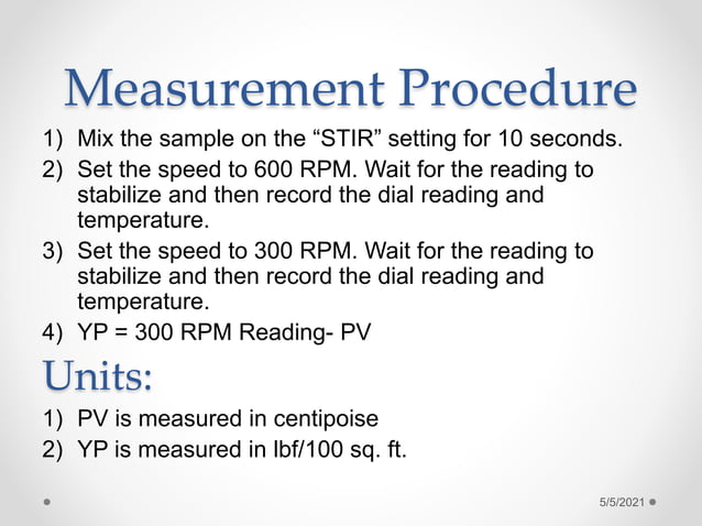 Lab 6 measurement of yield point of drilling mud sample using viscometer. | PPTX