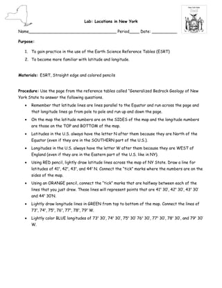 Lab 6 location in ny lat and long lab | DOC | Geography | Science