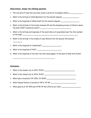 Lab 6 location in ny lat and long lab | DOC | Geography | Science