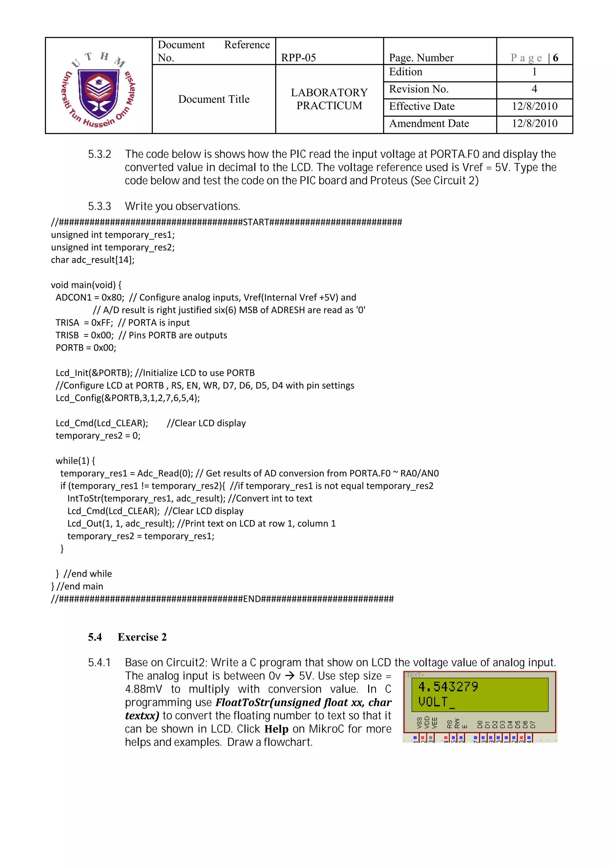 Lab 6 microcontroller | PDF