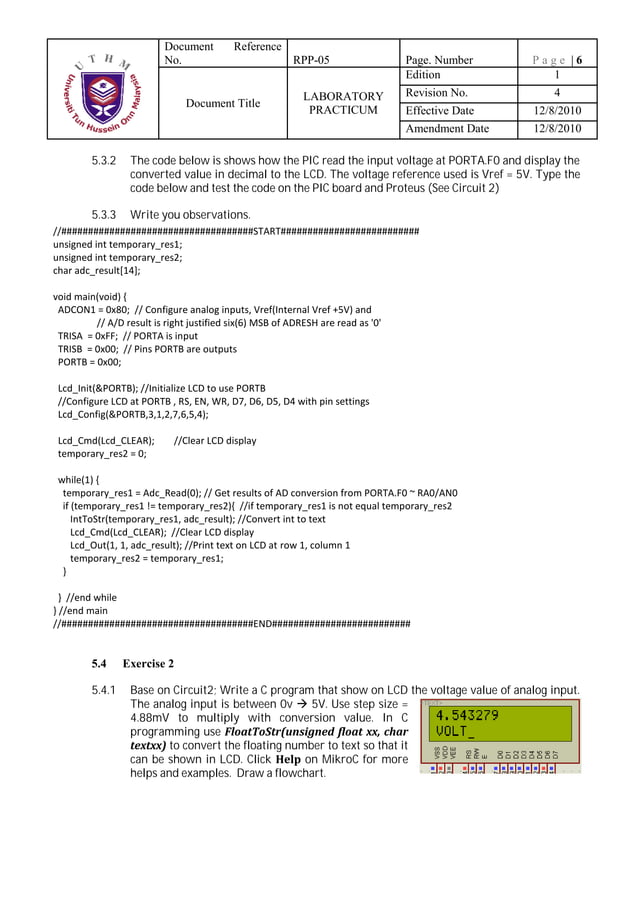 Lab 6 microcontroller | PDF