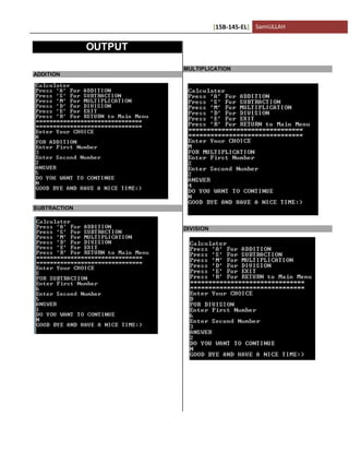 Calculator 8086 Assembly Language Programming | DOCX