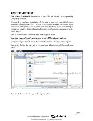 Digital Forensics Lab Experiment 07 to 09 | PDF