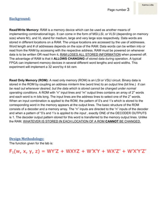 Lab 7 -RAM and ROM, Xilinx, Digelent BASYS experimentor board | PDF