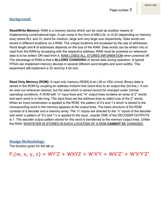 Lab 7 -RAM and ROM, Xilinx, Digelent BASYS experimentor board | PDF