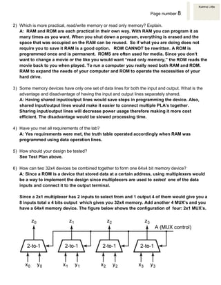 Lab 7 -RAM and ROM, Xilinx, Digelent BASYS experimentor board | PDF
