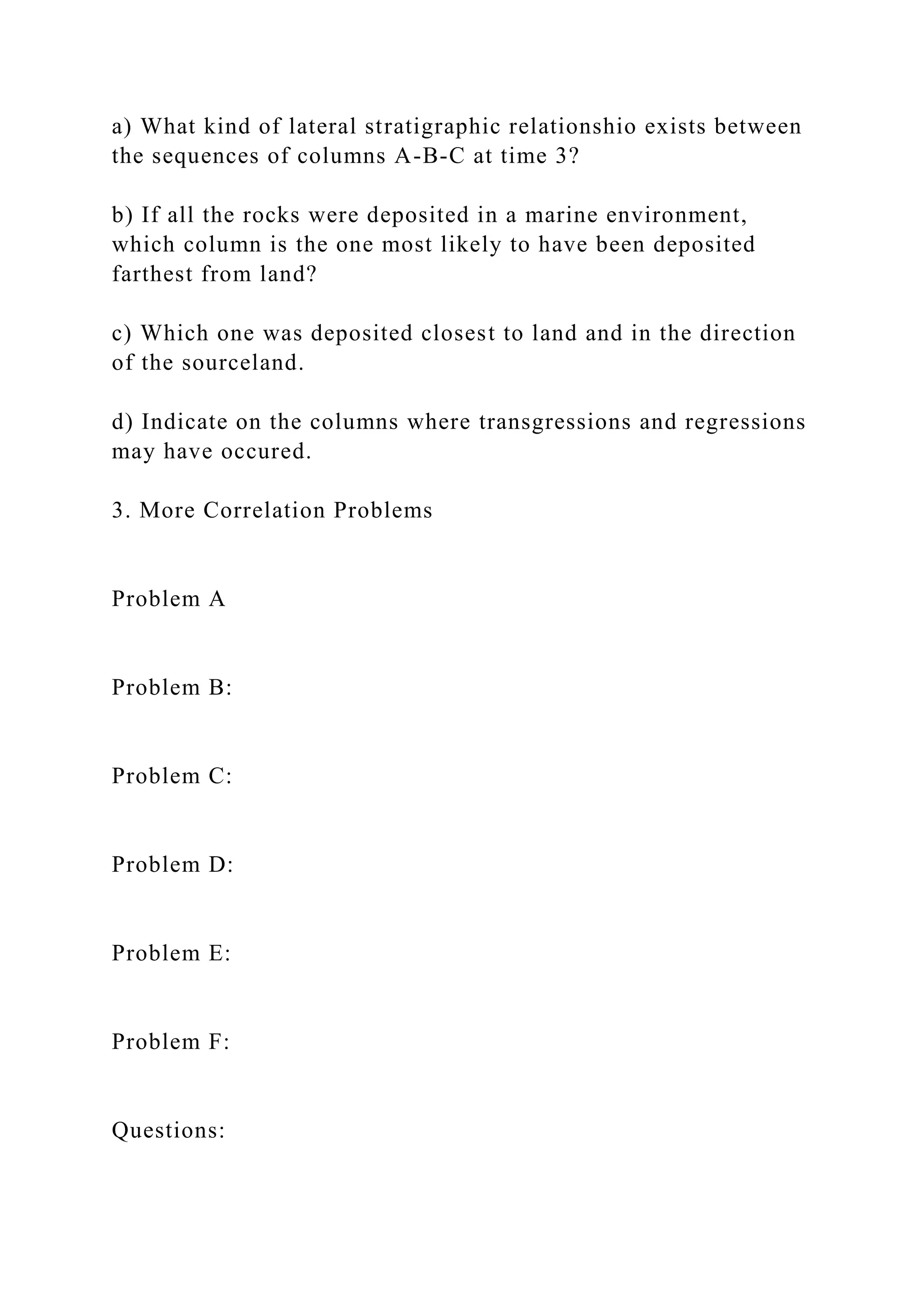 Lab 7 Correlation Background And Example Problemsstratigraphic Docx