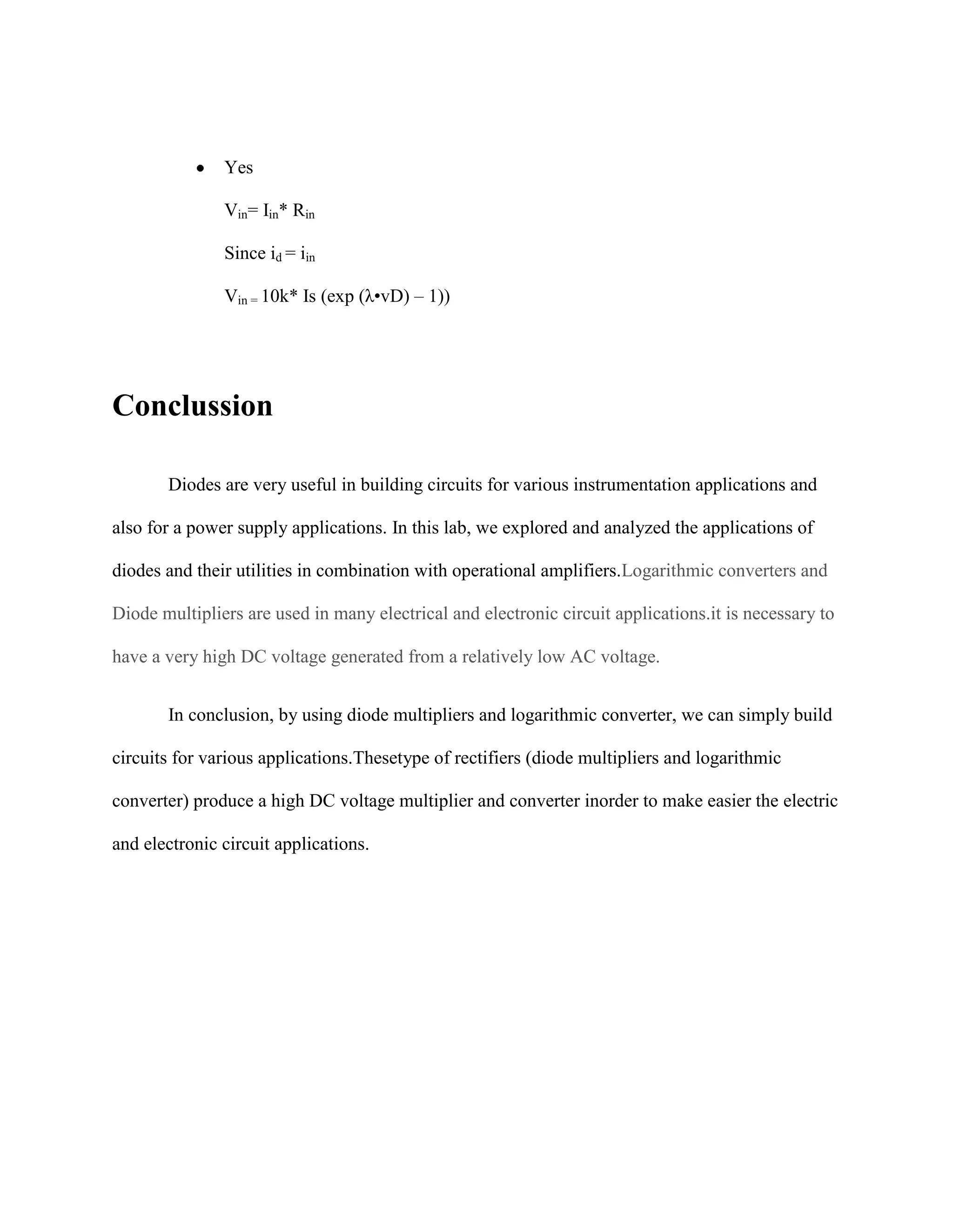Lab 7 diode with operational amplifiers by kehali b. haileselassie and kou | DOCX