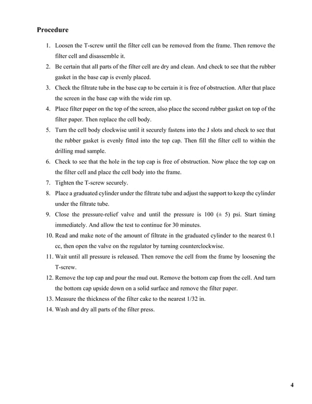 Drilling Lab - Mud Filtration | PDF