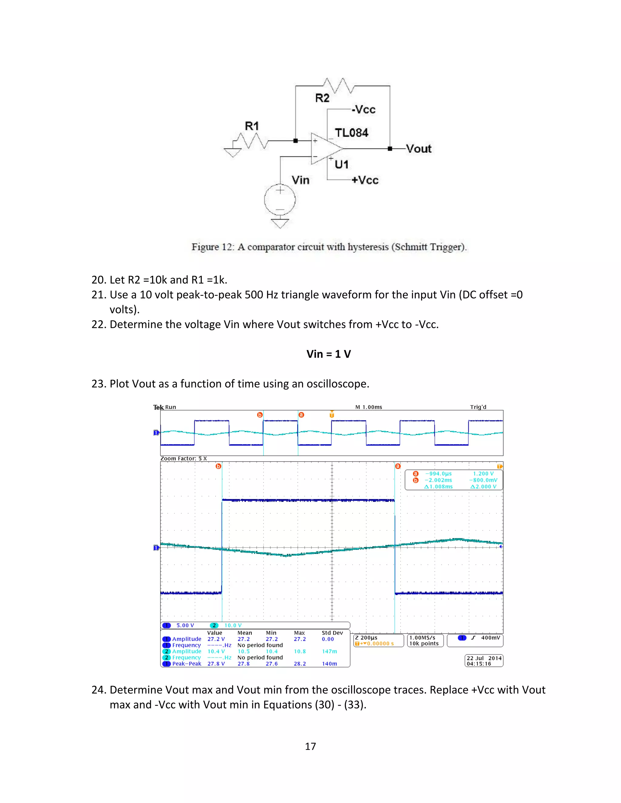 Lab 7 Report Voltage Comparators and Schmitt Triggers | PDF