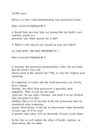 Lab 7 the sun, earth and zodiac part i precession and the | PDF