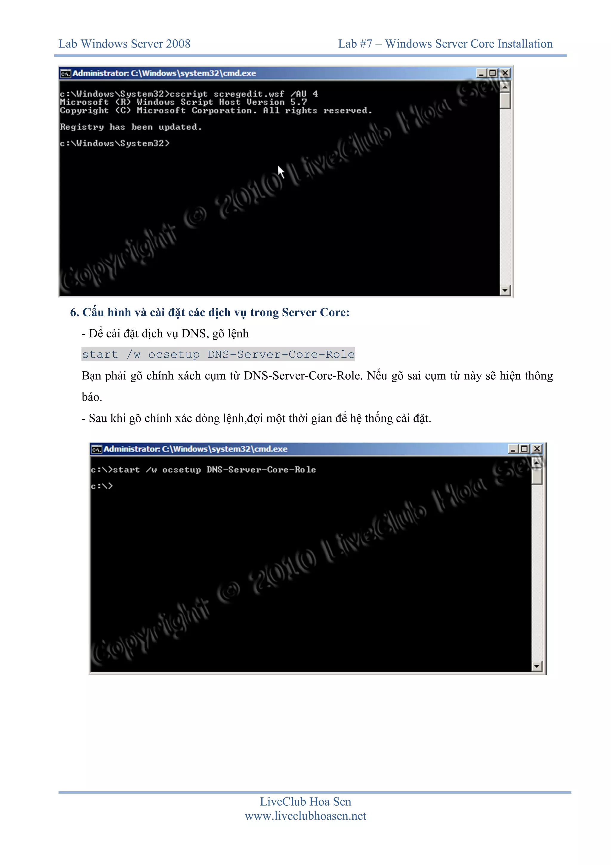 Lab 7 windows server 2008 server core | PDF