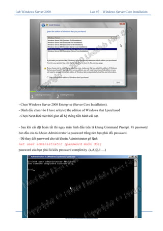 Lab 7 windows server 2008 server core | PDF