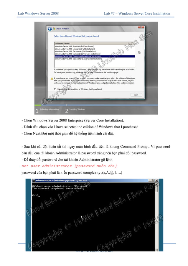 Lab 7 windows server 2008 server core | PDF