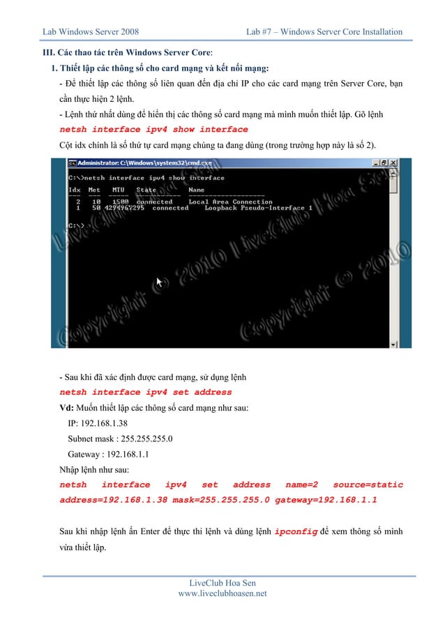 Lab 7 windows server 2008 server core | PDF