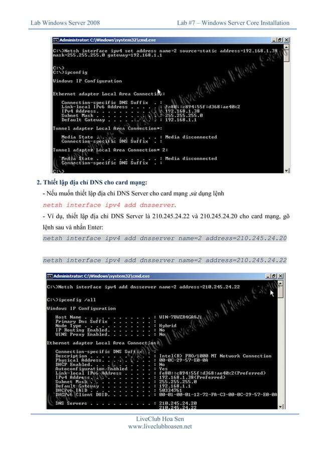 Lab 7 windows server 2008 server core | PDF