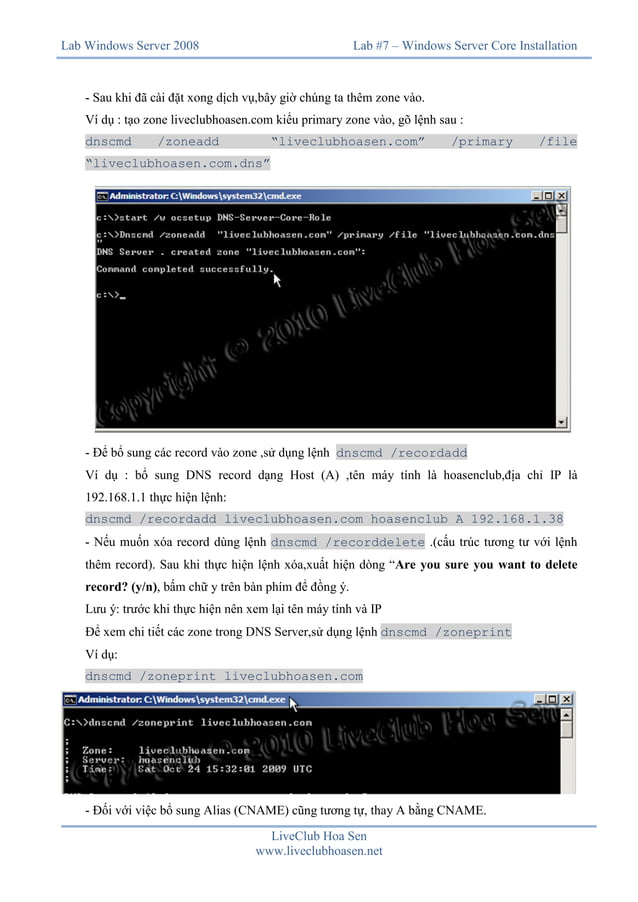 Lab 7 windows server 2008 server core | PDF