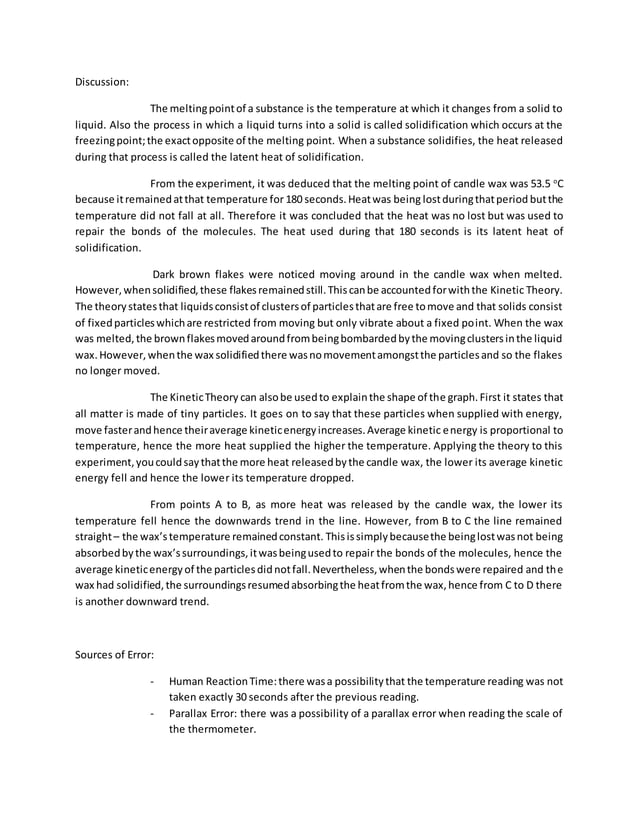 CSEC Physics Lab - Cooling curve of candle wax | DOCX | Candle and Soap ...